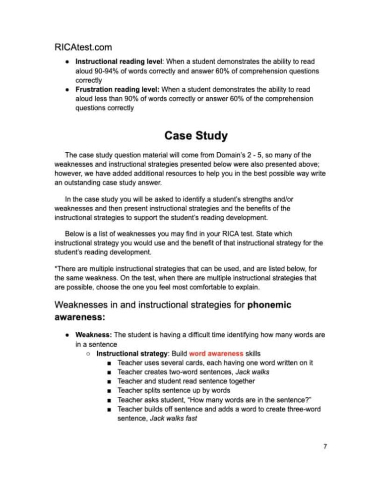RICA Subtest 3 Study Guide RICA Test